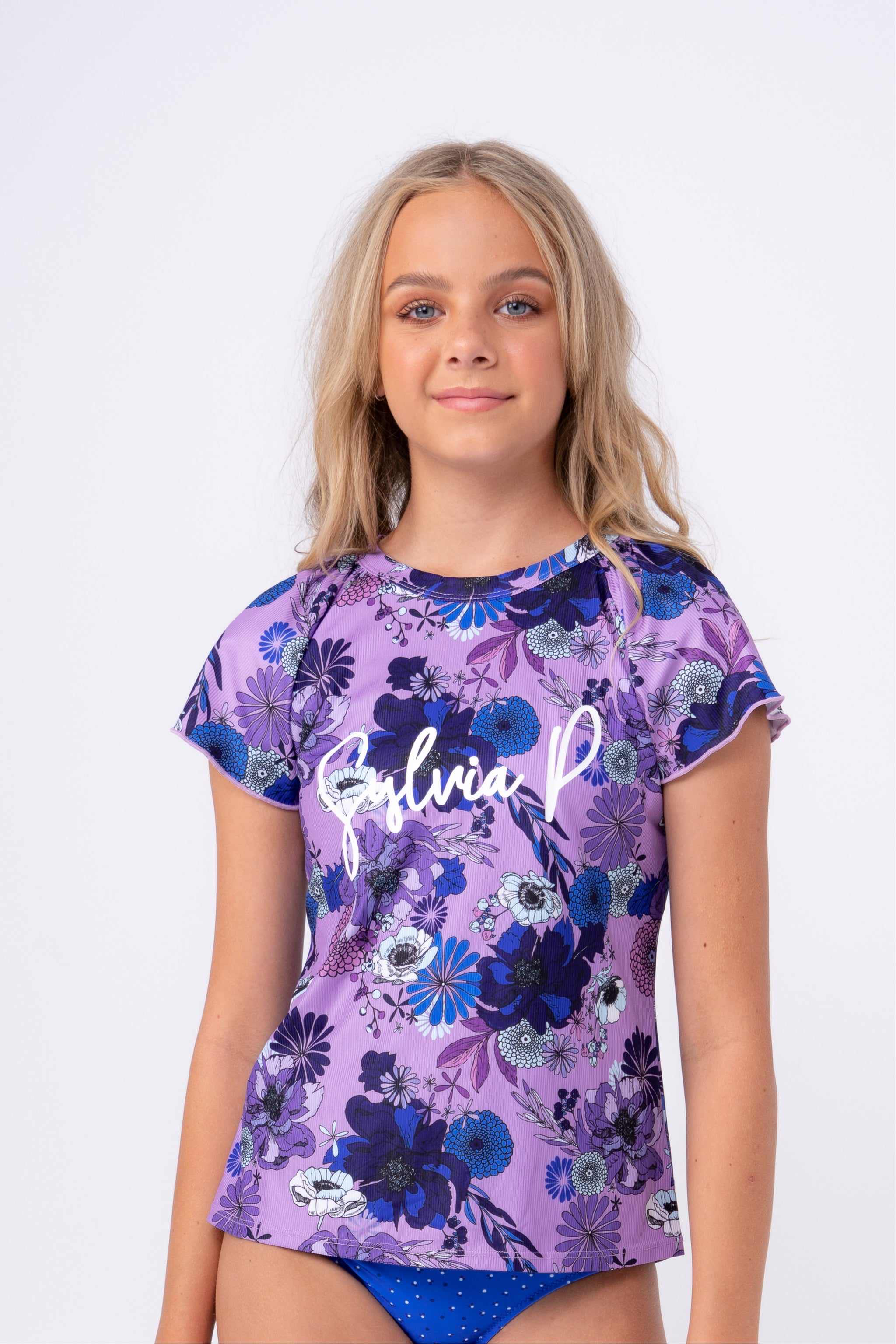 Periwinkle Bloom Swim Rashie - Swim Wear by Sylvia P